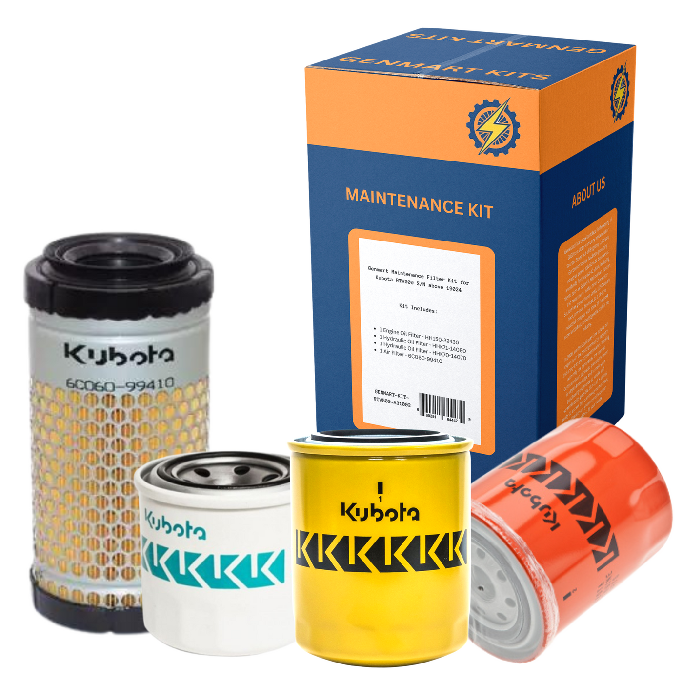 Genmart Maintenance Filter Kit for Kubota RTV500 (serial number 19025
